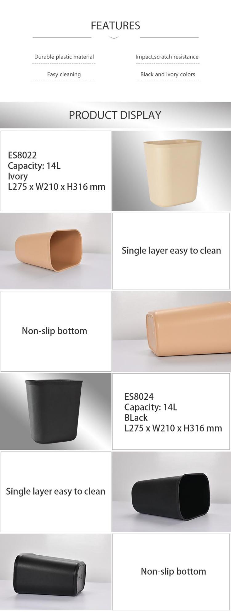 Hotel Room Impact Scratch Resistance Plastic Waste Bin Trash Bin from ...